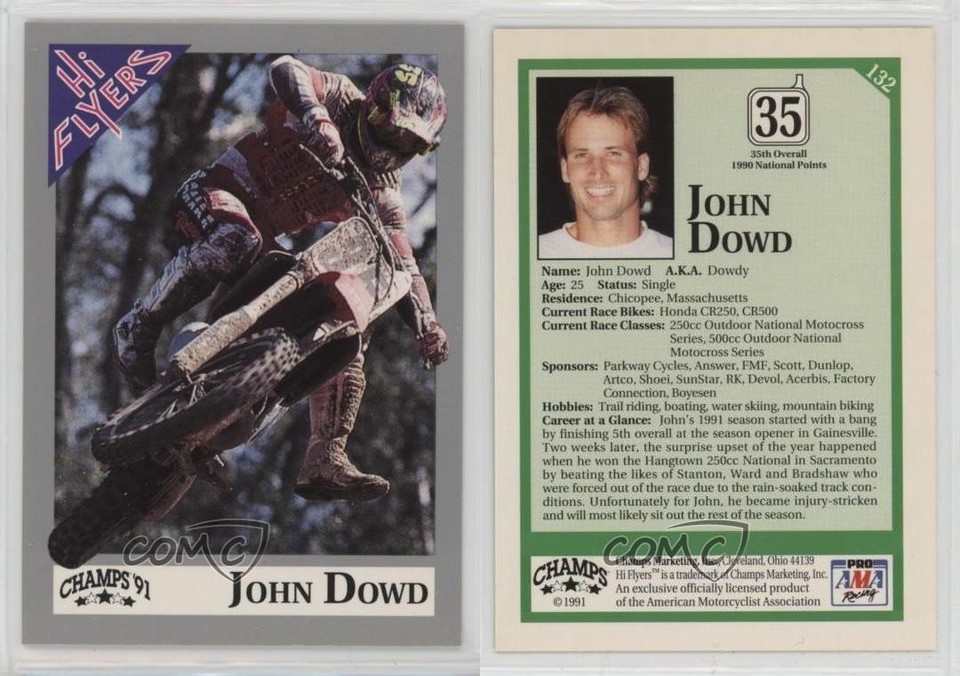 1991 Champs Hi Flyers AMA Motocross John Dowd #132 05k6 | eBay