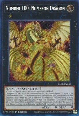 Yugioh 1x Number 100: Numeron Dragon - RA01-EN039 - Secret Rare - 1st ...