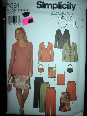 Simplicity 5261 Misses Jacket/Pants/Bias Skirt/Cami/Bag Pattern-Sizes 8 ...