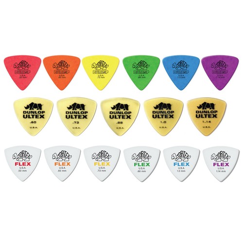 17 x Dunlop Triangle Picks Mixed Sampler Pack Tortex Flex & Ultex ...