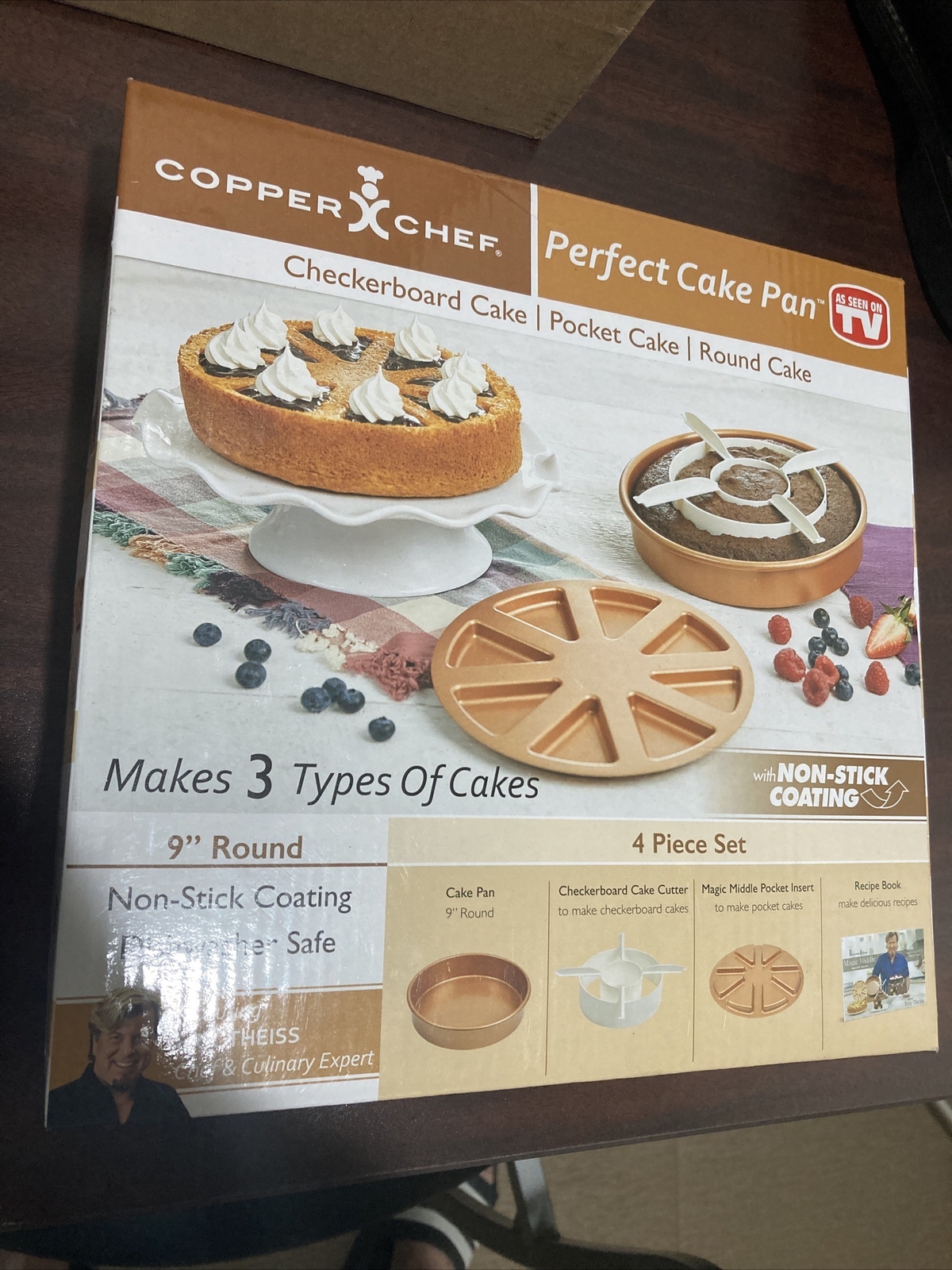 Copper Chef Cake Pan as Seen on TV Checkerboard Pocket Round for sale ...