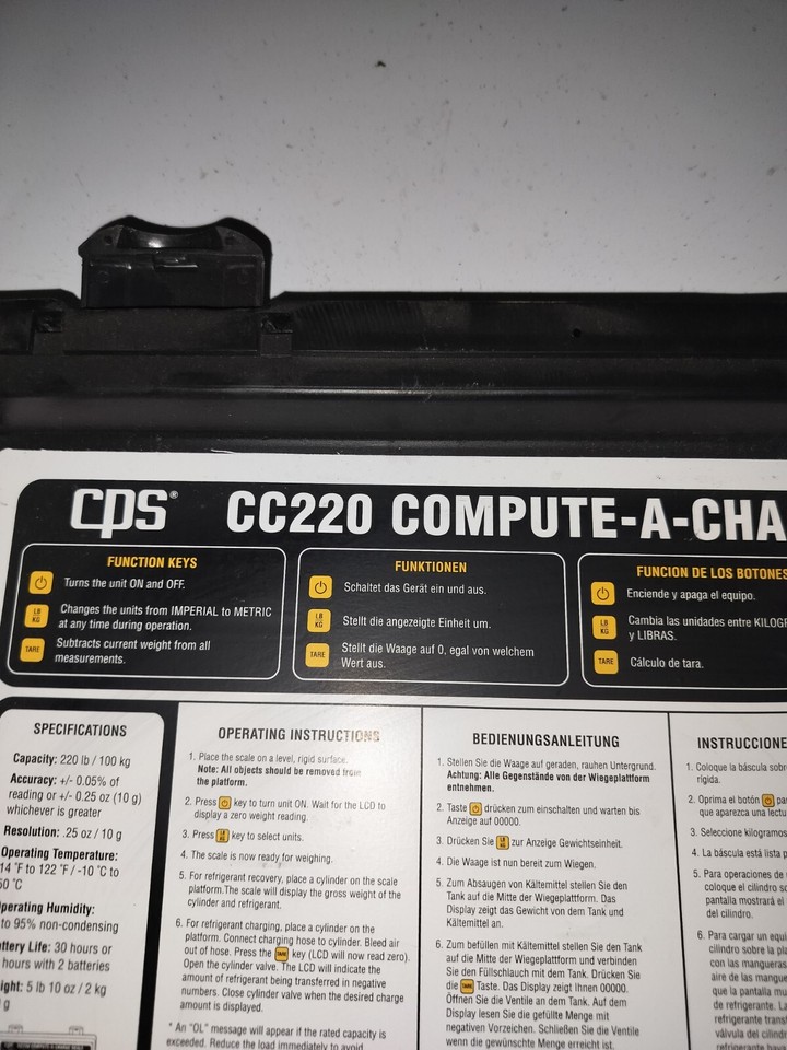 NEW CPS Products CC220 Refrigerant Charging Scales 220 Lb Capacity OEM ...