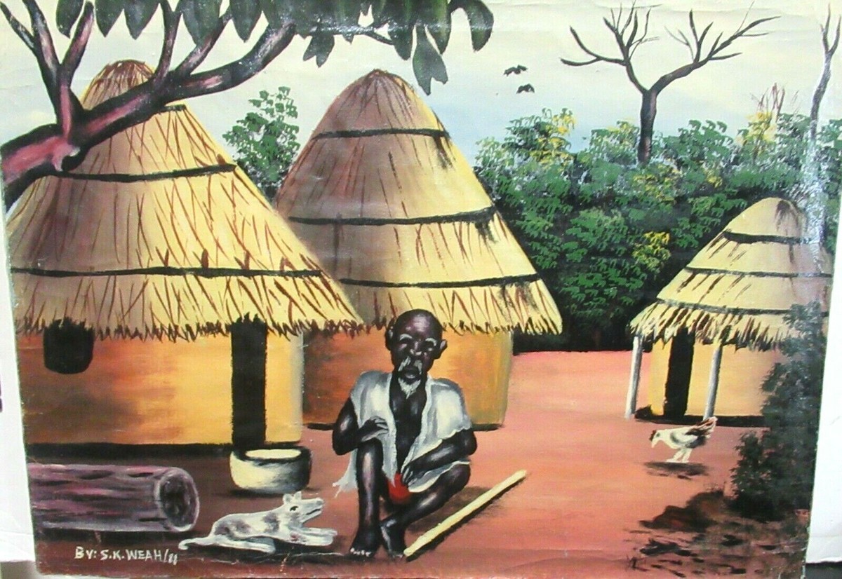 African Village Scene Paintings