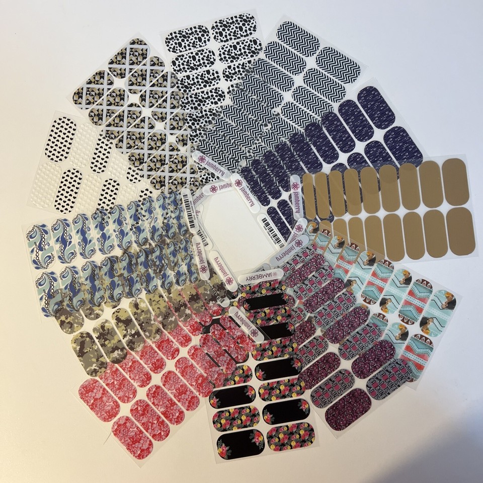 Jamberry Nail Wraps Full Sheets, Random Lot of 10 Full Sheets, 100’s Of ...