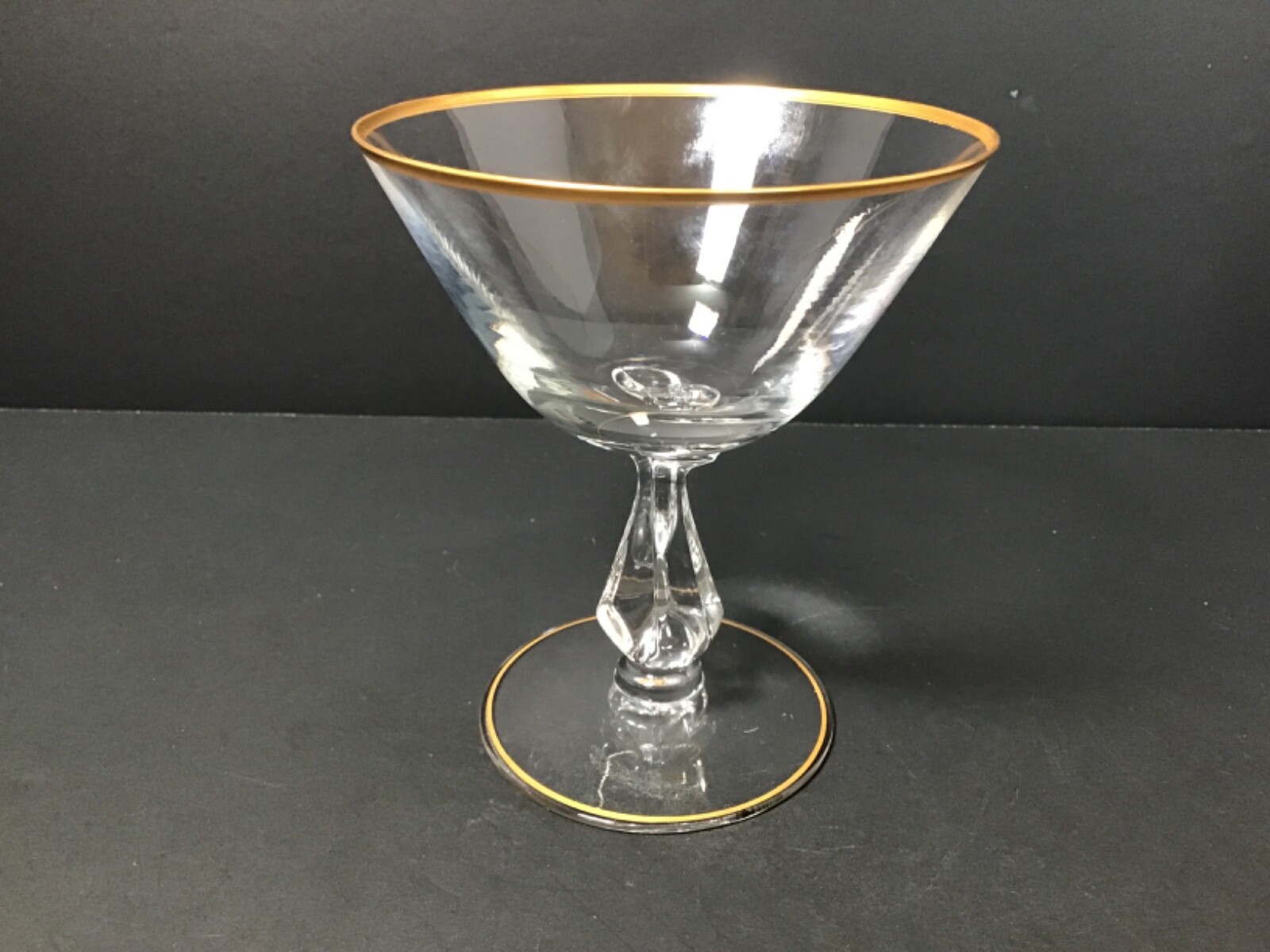 Set of 6 Crystal Gold Rimmed Sherbet/Champagne Stemmed Glasses | eBay