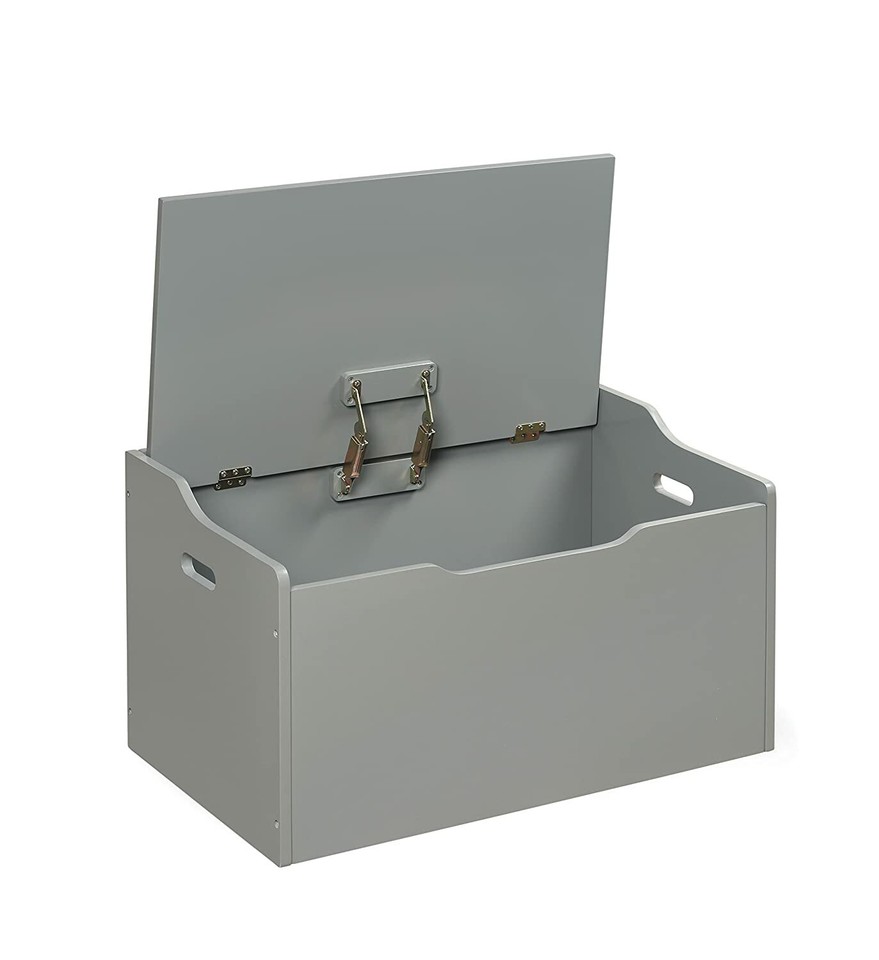 Kids Gray Grey Wooden Toy Box Chest Storage Bench Trunk Play Room ...