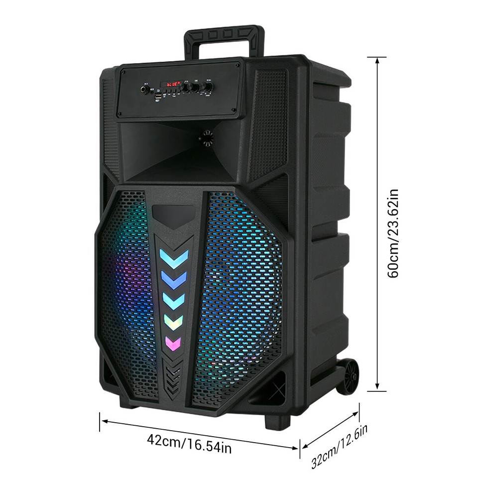 15" 10000W Bluetooth PA DJ Speaker System USB/FM/AUX/TWS w/Wired Mic ...