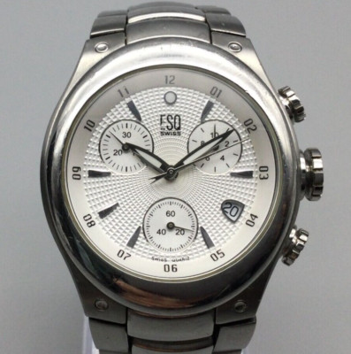 ESQ Movado Chronograph Watch Unisex Silver White Dial Date 37mm New ...