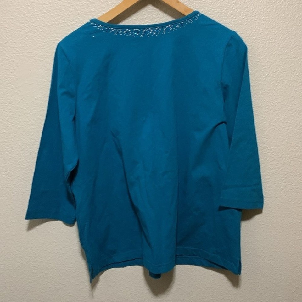 Quacker Factory Women’s Long Sleeved Top Size L Blue | eBay