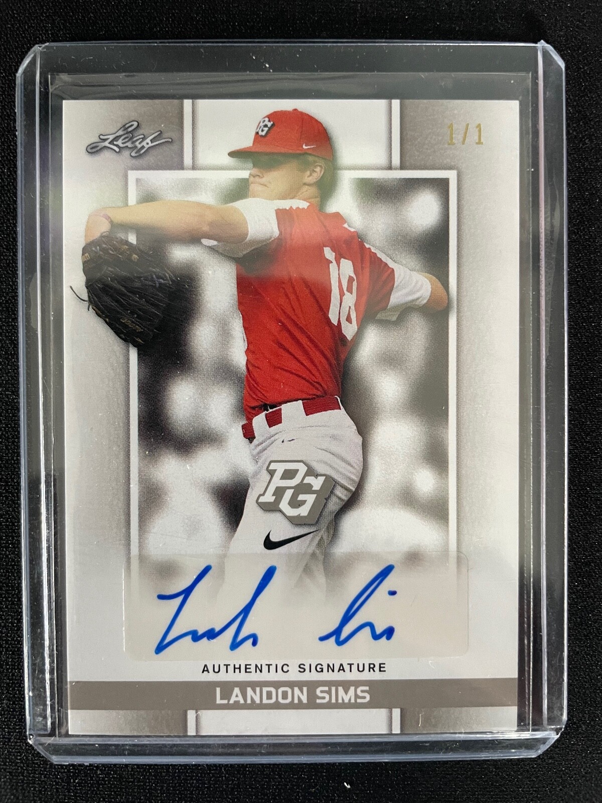 2018 Leaf Perfect Game Landon Sims Silver Proof Autograph #1/1 ...