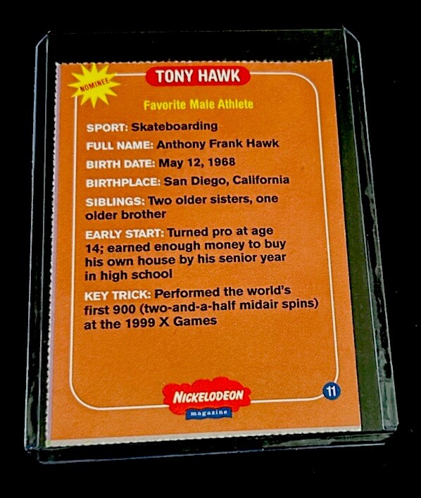 Tony Hawk RARE 2004 Nickelodeon USA Skateboarding Star Olympic Games ...