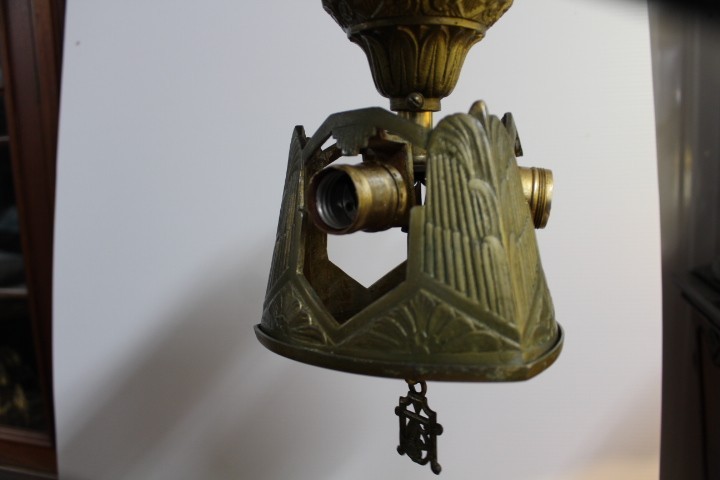 Antique Art Deco Slip Shade Light Fixture Chandelier Frame Lincoln 3 ...