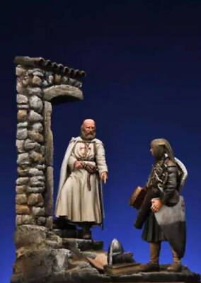 1/32 54mm Resin Model Kit Templar Medieval Knight & Servant with base ...