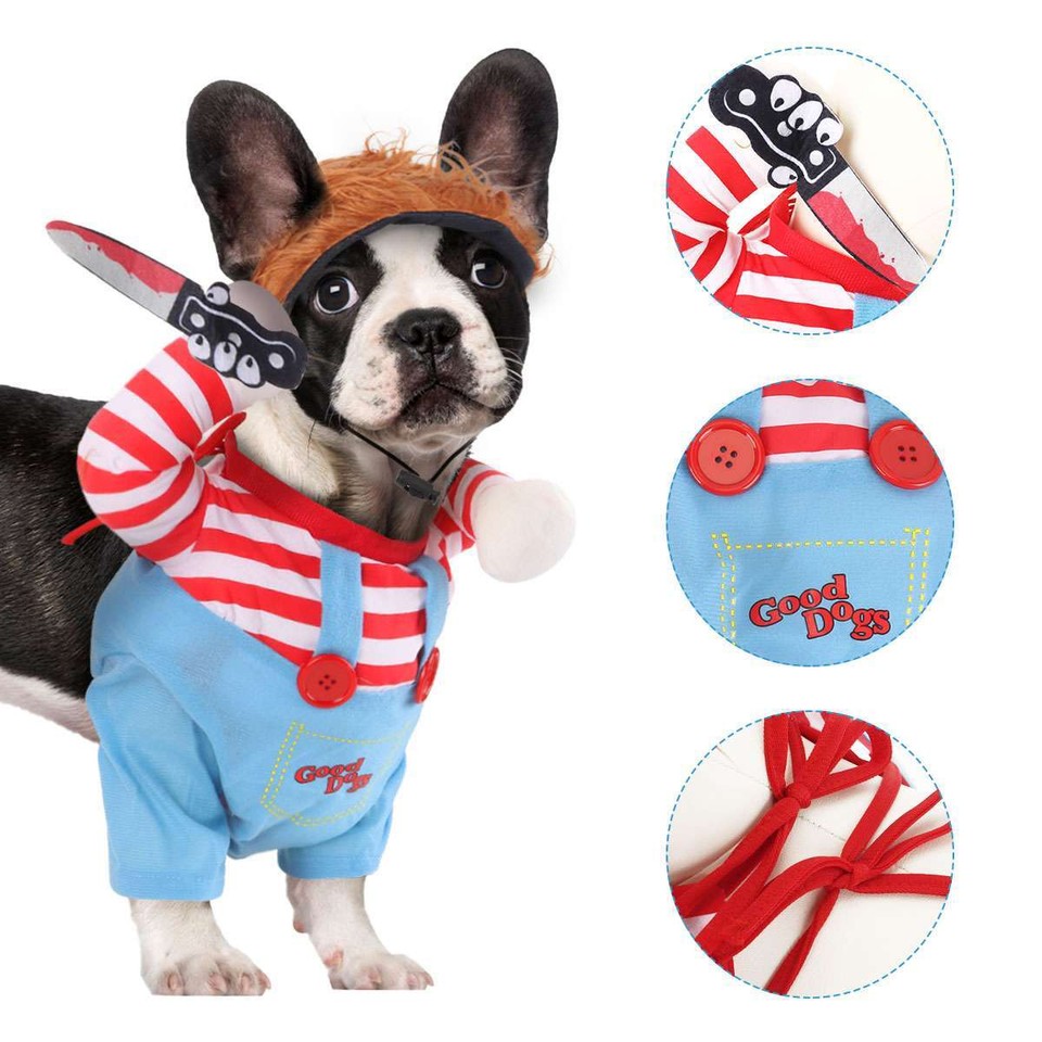 Chucky Dog Cosplay Fancy Costume Halloween Dog Clothes for Small Medium ...