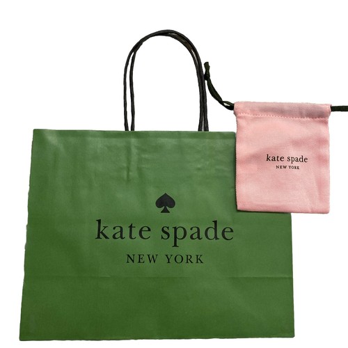 New Kate Spade Green Gift Paper Bag 10”x7.5”x4.5” Pink Jewelry Pouch 4 ...