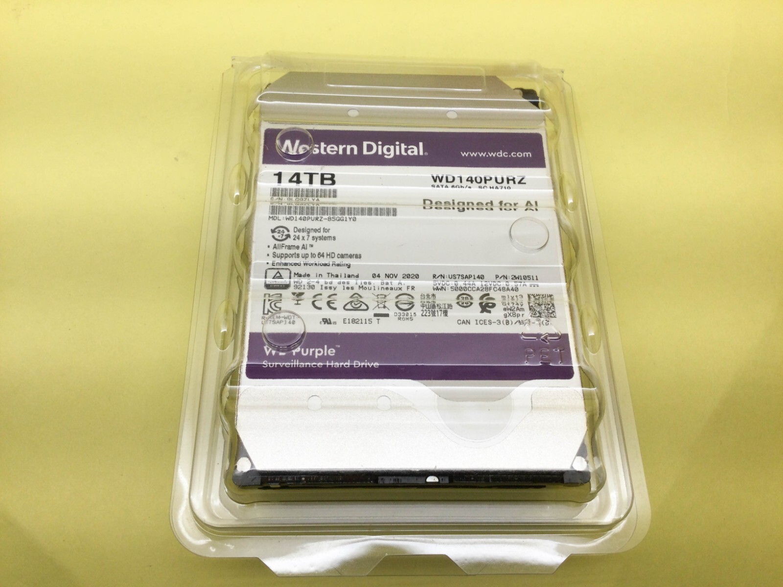 WD Purple 14TB 7200 RPM SATA 6Gb/s 3.5" Internal Surveillance HDD ...