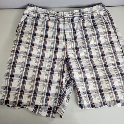 Croft and Barrow Mens Shorts 34 Plaid Flat Front Bermuda Chinos Pockets ...