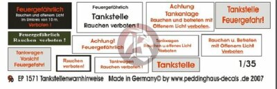 Peddinghaus 1/35 German Warning Signs and Markings Gas Refueling ...