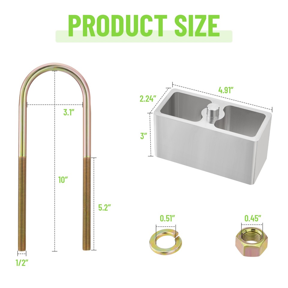 Universal 2"/ 3" /4" Drop with U-Bolts & Hardware Leaf Spring Lowering ...