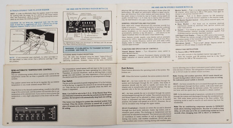 1979 Chrysler Owners Product Operating Instructions Manual & Sound ...