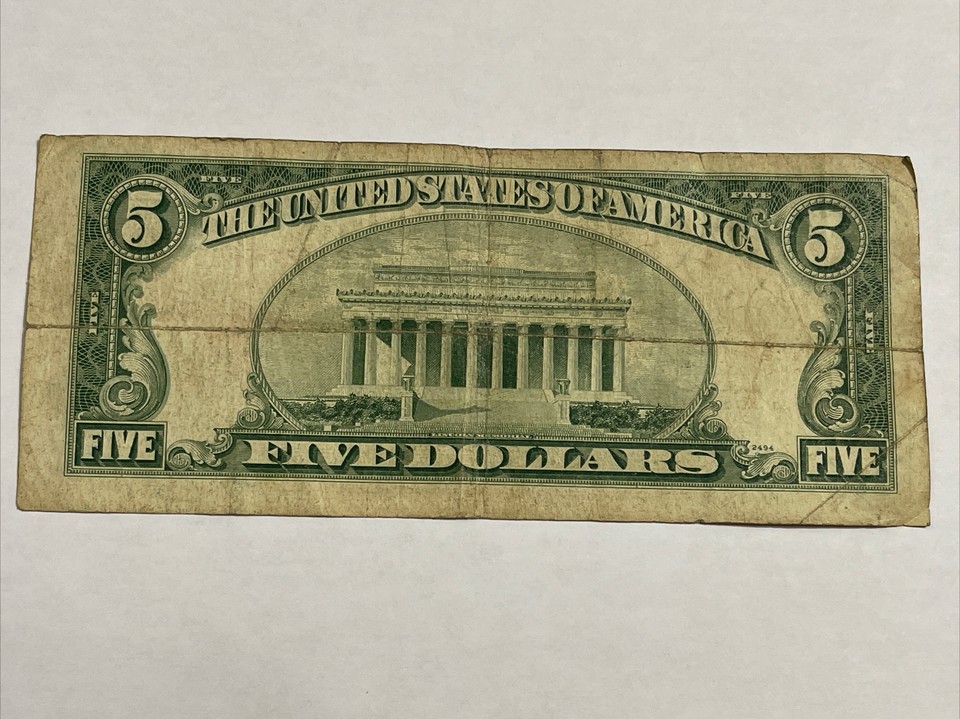 1953 Five Dollar RED Seal Note United States Note Old US Bill $5 | eBay