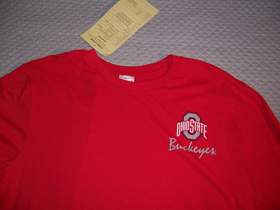 NWT Ohio State Buckeyes Men Large Long sleeve T shirt Sample Red Front ...