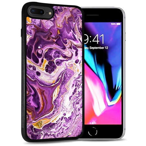 ( For iPhone 7 Plus ) Back Case Cover AJ12555 Purple Marble Crystal ...