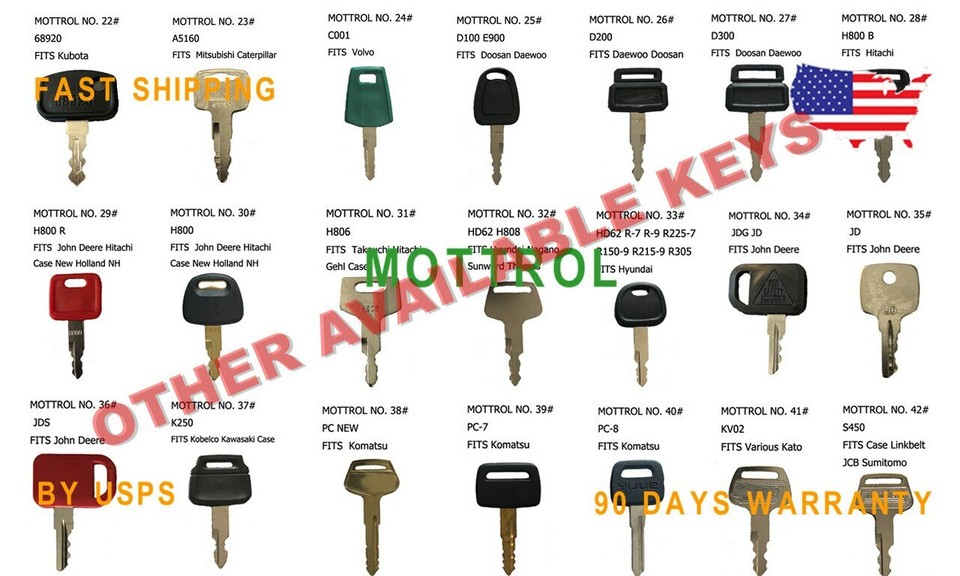 5 pc keys 606 fits John Deere JD Liebherr Loader Dozer Crawler 10221073 ...