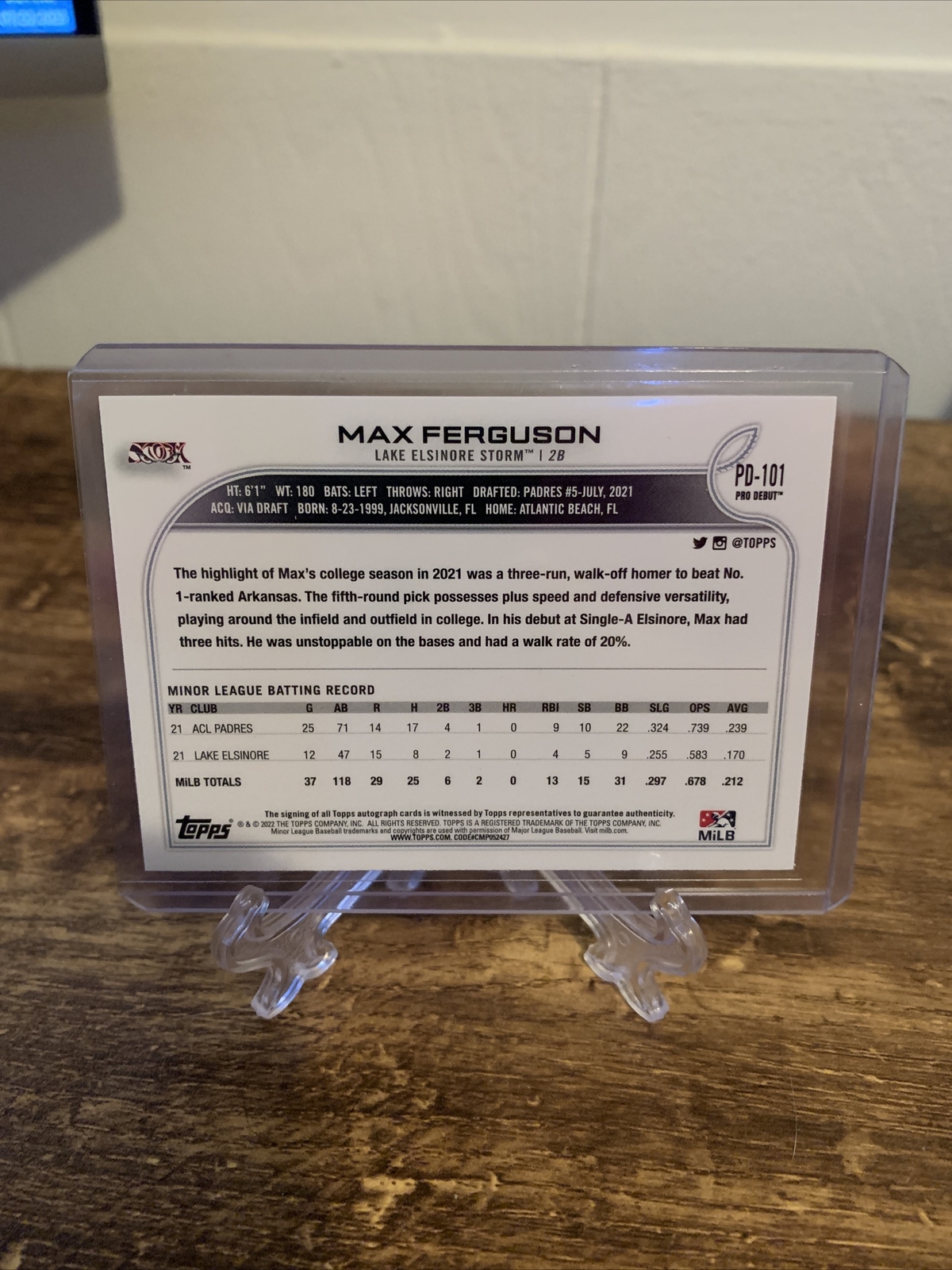 2022 Topps Pro Debut Max Ferguson Autograph #PD-101 | eBay