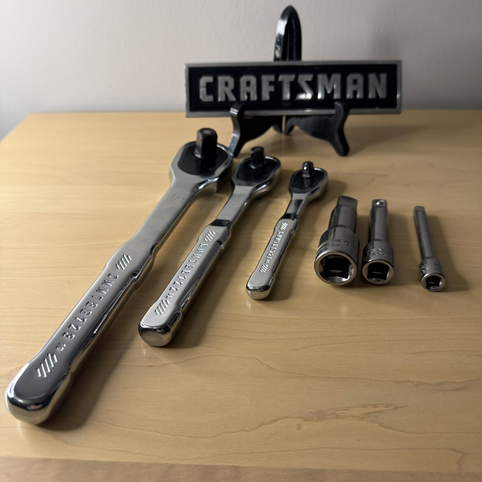 CRAFTSMAN 6Pc. LOW PROFILE RATCHET SOCKET WRENCH SET 1/4”,3/8”,1/2 Dr ...