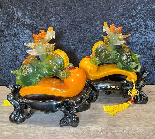 Large Vintage Chinese Pixiu | Pi Yao Feng Shui Statue Pair – Prosperity ...