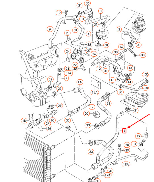 4B0121055J VW AUDI OEM Radiator Coolant-Lower Hose A4 Passat 1.8T 2001 ...