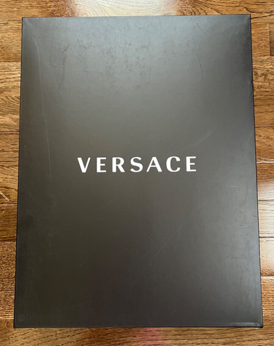 Versace empty gift box black & white lidded 16" x 12" x 3.75" excellent ...