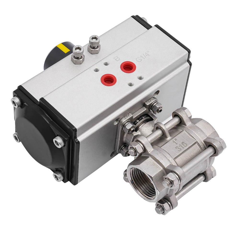 1" inch NPT Pneumatic Ball Valve Single Acting Stainless Ball Valve Air ...