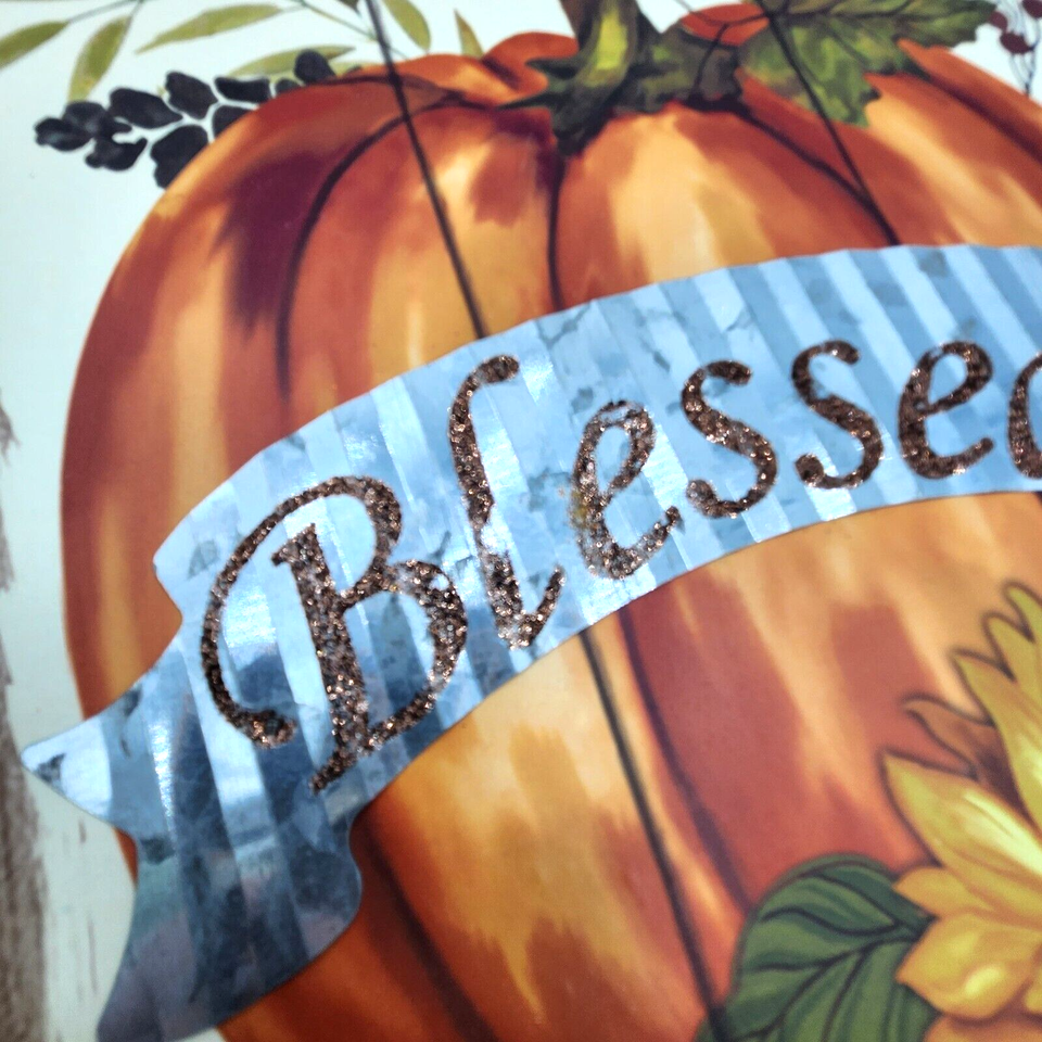 Fall Yard Sign Stake Rustic Wooden Blessed Autumn Pumpkin Sunflower ...