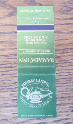 BUFFALO, NEW YORK MATCHBOOK COVER: BOMBAY LAMP RAMADA INN EMPTY ...