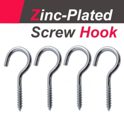 4 Pk Steel Zinc Plated 3/16" Wide X 3 1/2" Long Ceiling Lag Screw Hook ...