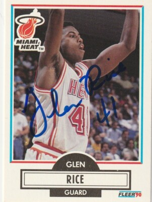 GLEN RICE MIAMI HEAT SIGNED ROOKIE 1990 FLEER CARD #101 | eBay