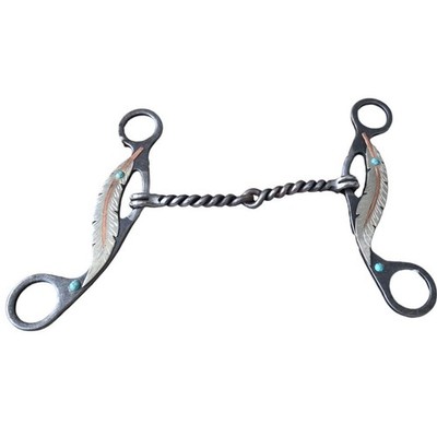 Feather twisted snaffle gag bit silver copper turquoise accents 6" | eBay