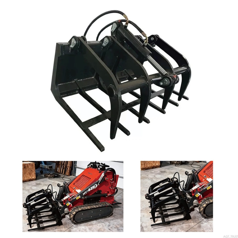 AGT 39" Hydraulic Grapple for Mini Skid Steer Loader Attachment Wood ...