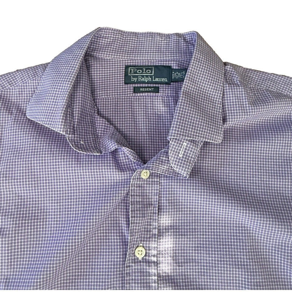Polo Ralph Lauren Regent Mens XL 17.5 Purple Plaid Long Sleeve Button ...