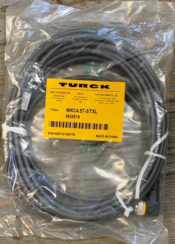 TURCK WKC4.5T-5/TXL CORDSET 5 PIN MALE TO FEMALE 90 DEGREE CONNECTOR ...