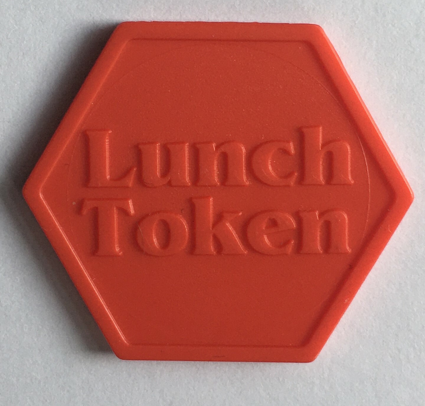 PLASTIC LUNCH TOKENS HEXAGON EMBOSSED - 3 COLOURS - BAG OF 100 - CAFE ...
