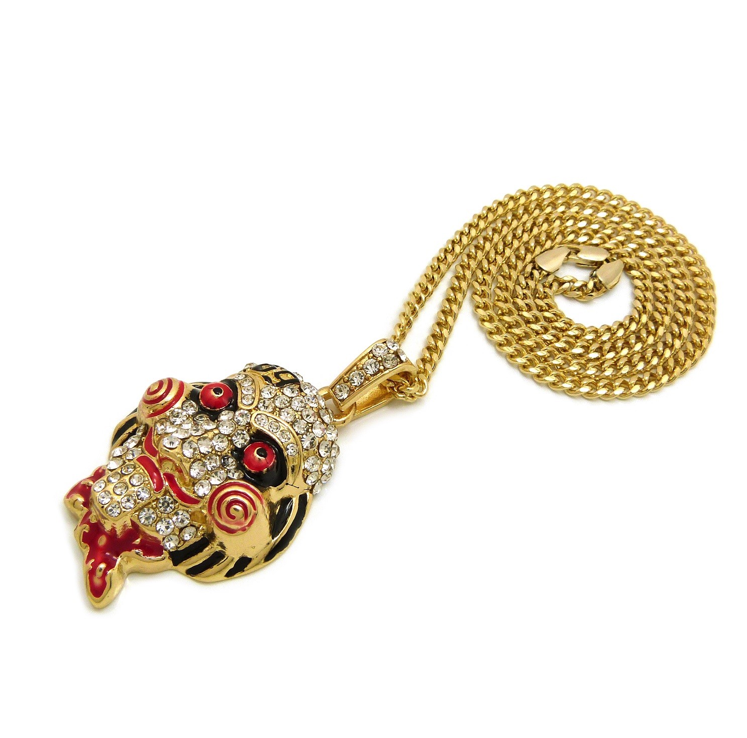 Iced Hip Hop Jigsaw & Mad Clown Pendant & 20" 24" Cuban Chain Bling ...