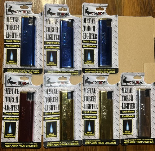 Crocs Gold, Red & Blue Colored Metal Torch Wind Resistant Refillable ...