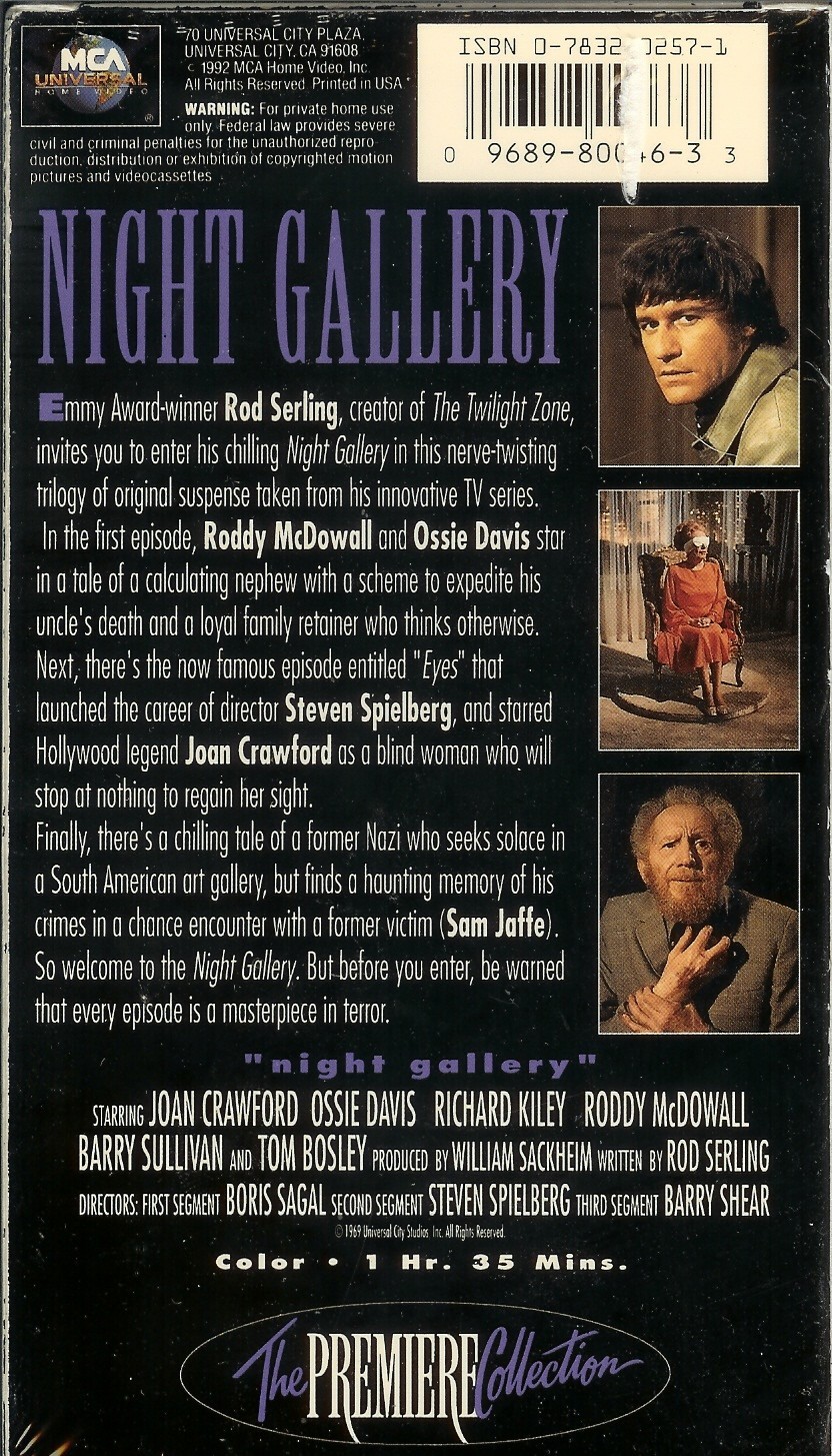 New Night Gallery VHS Video Movie Joan Crawford Rod Serling Steven ...