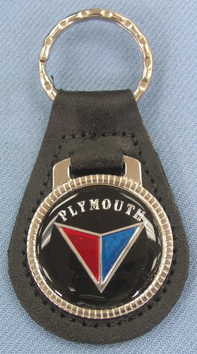 Vintage Black Plymouth VALIANT #3384 black Leather Chrome Key Anello ...