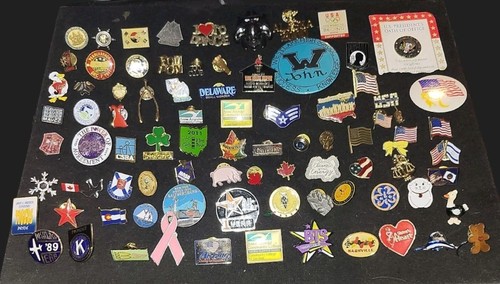 Large Lot Of Lapel/Pin Back/Button Pins About 1 Pound / 85 Pins. | eBay