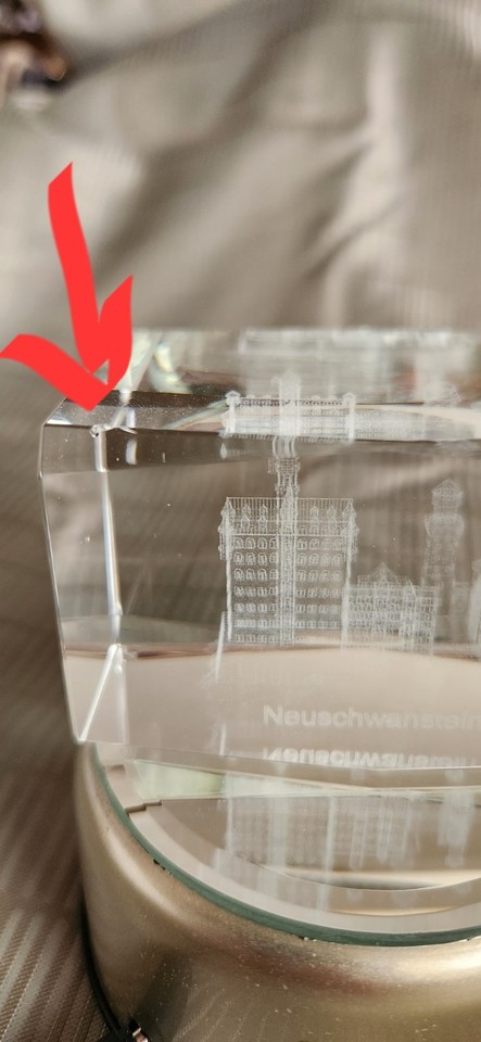 Used Neuschwanstein Castle etched in a crystal paperweight 3 inches ...