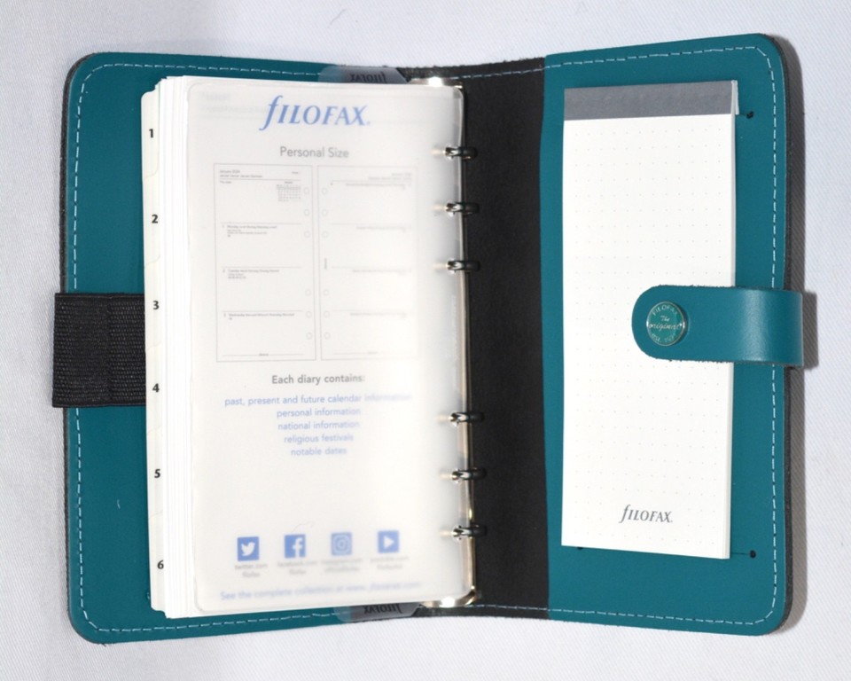Filofax Personal Size The Original Organiser Diary Dark Aqua Leather | eBay